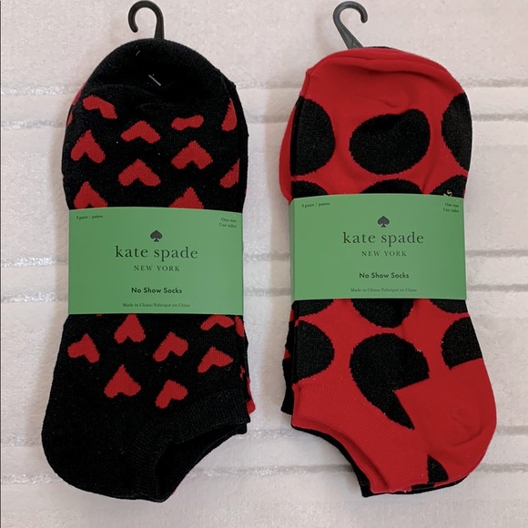 kate spade | Accessories | Kate Spade Ny No Show Socks Black Red Design ...